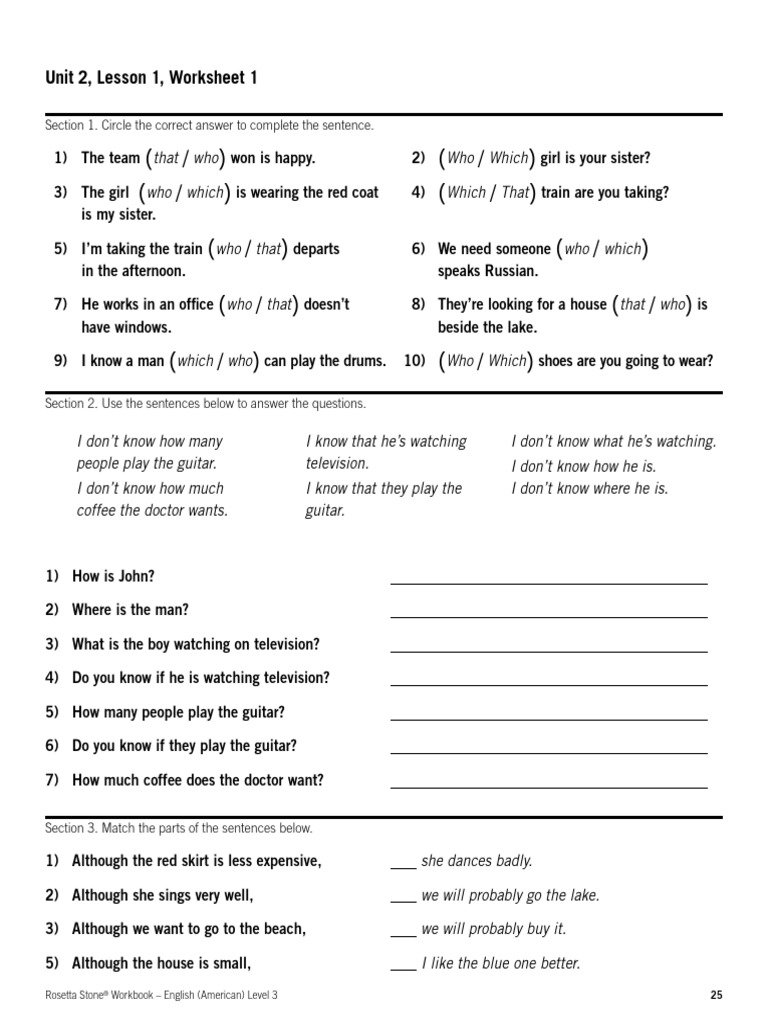 English Level 3 Workbook Exercises | PDF