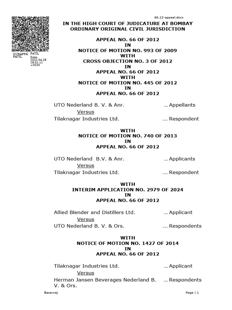 Bom HC FB Judgment On Temporary Injunction | PDF | Appellate Court | Appeal