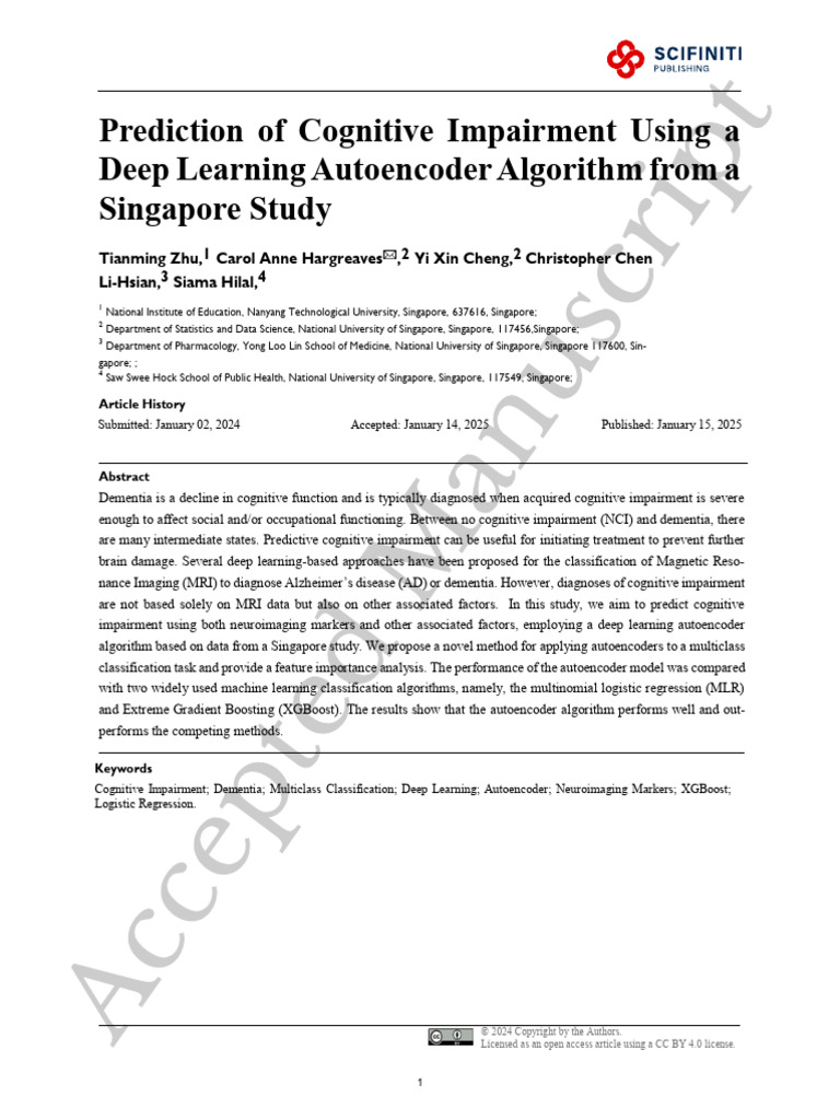 DL Autoencoder Singapore Survey | PDF | Logistic Regression | Body Mass Index