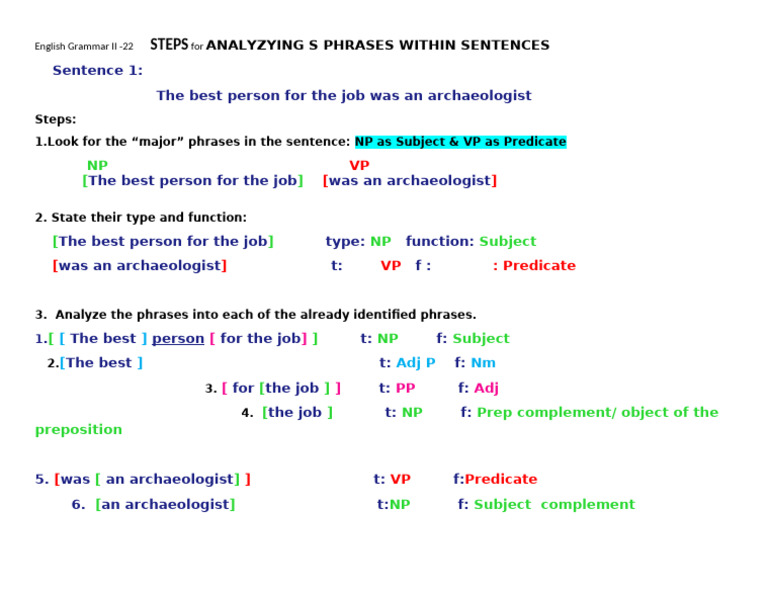 STEPS For Analyzying Phrases Within Sentences | PDF