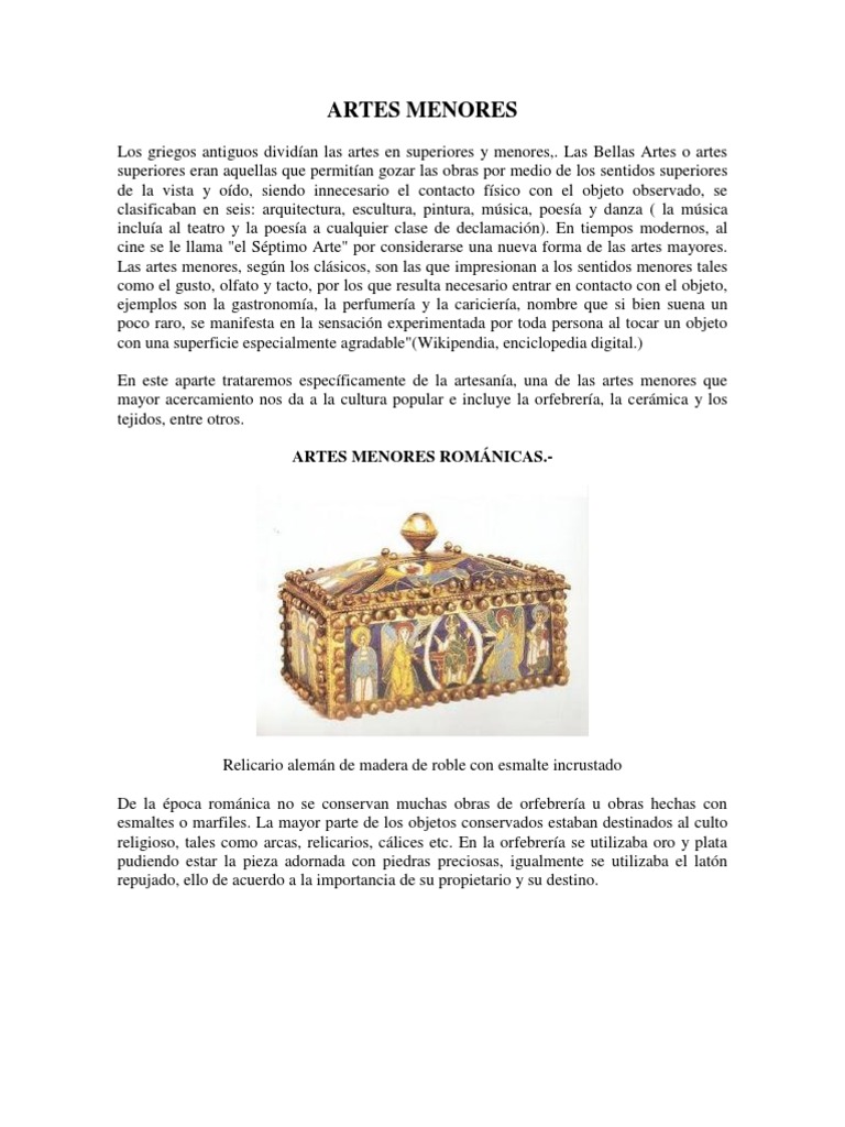 Ejemplos y características de artes menores | PDF | Arte fino | Tapiz