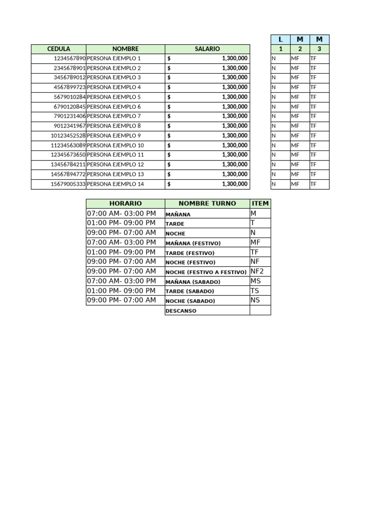 Archivo Autocalculable de Turnos | PDF