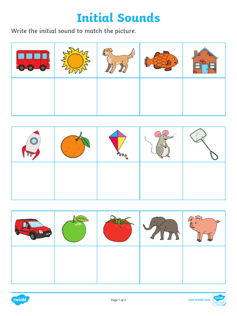 Initial Sounds Sheet | PDF