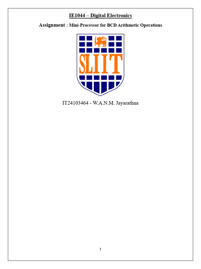 BCD Mini-Processor Operations Report | PDF | Binary Coded Decimal ...