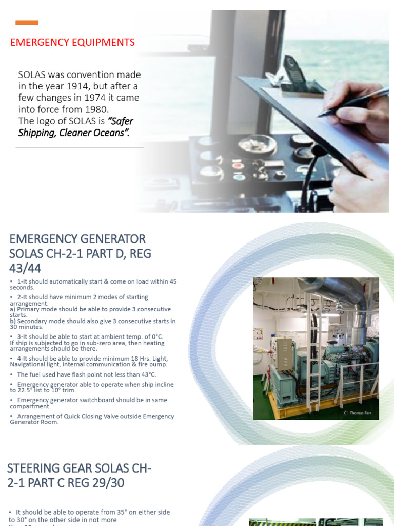 Solas Requirement of Ships Emergency Equipment | PDF | Boiler ...