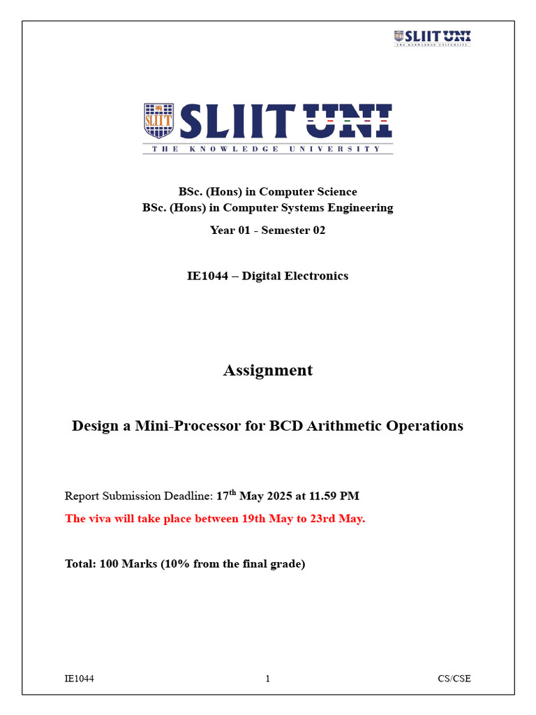 2025 S1 IE1044 Assignment | PDF | Binary Coded Decimal | Computer Science