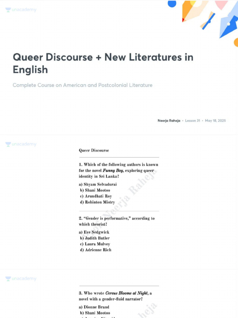 Queer Discourse New Literatures in English No Anno | PDF