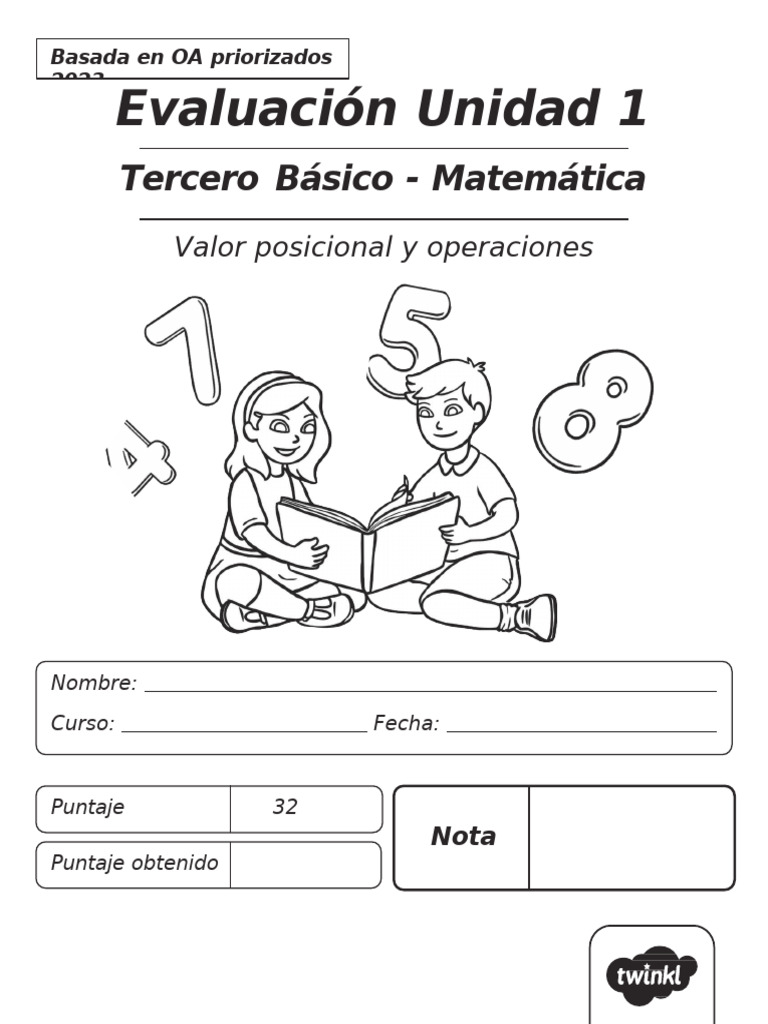 EVALUACIÓN MATE UNIDAD 1 | PDF | Sustracción | Matemática Elemental