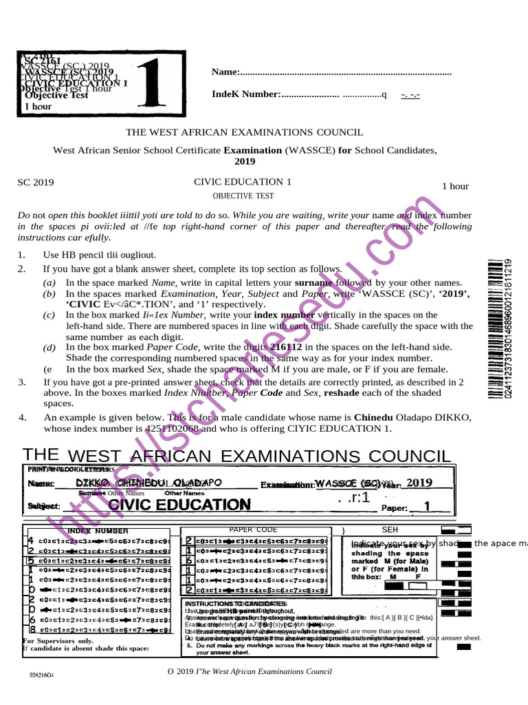 Civic Education Waec Past Questions and Answers | PDF