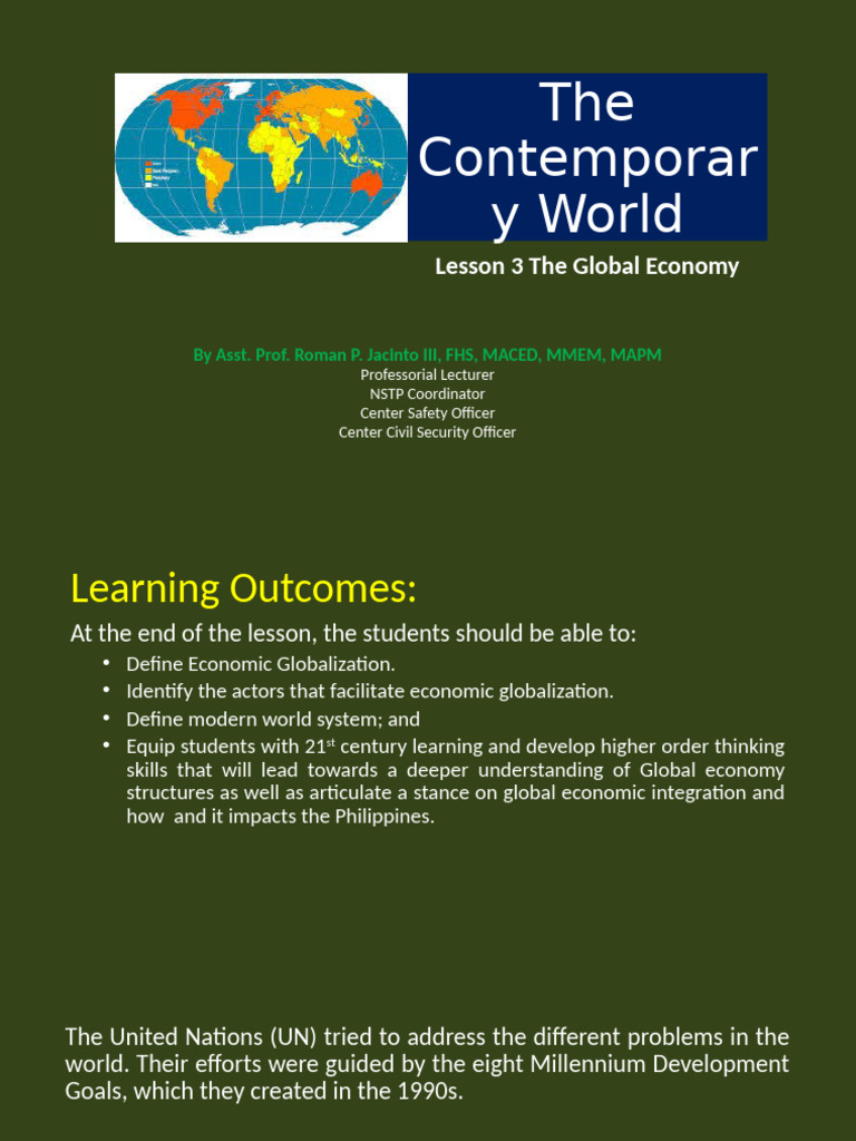 Lesson 3 Global Economy | PDF | Neoliberalism | World Systems Theory