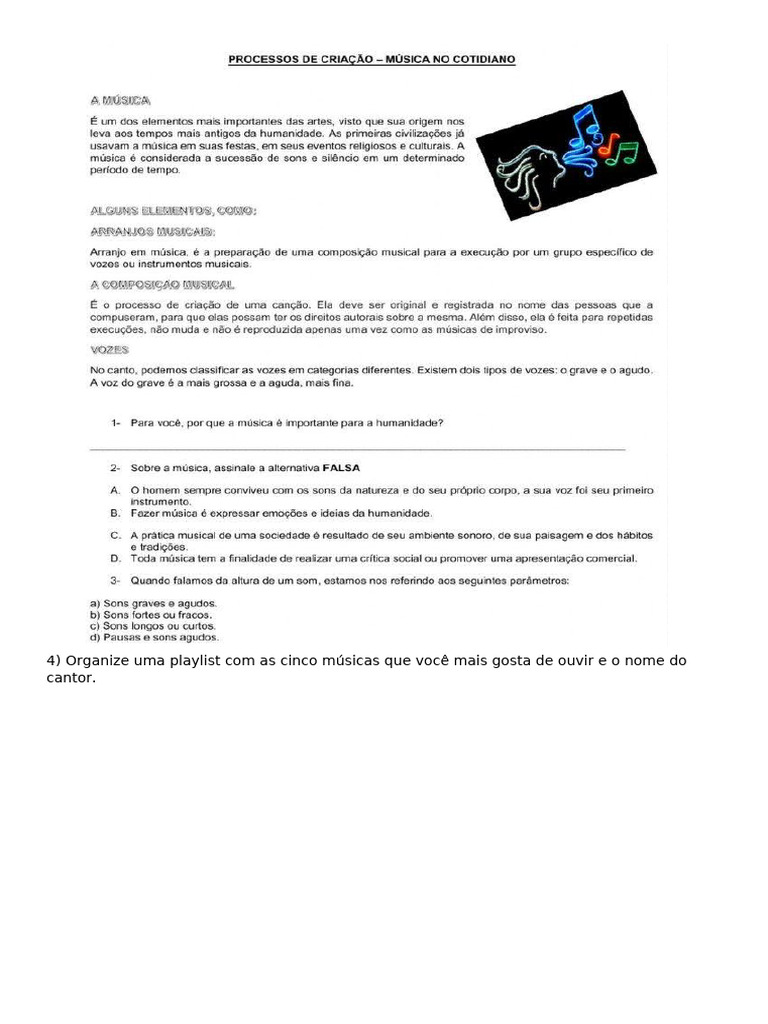 Atividade Complementar Arte | PDF