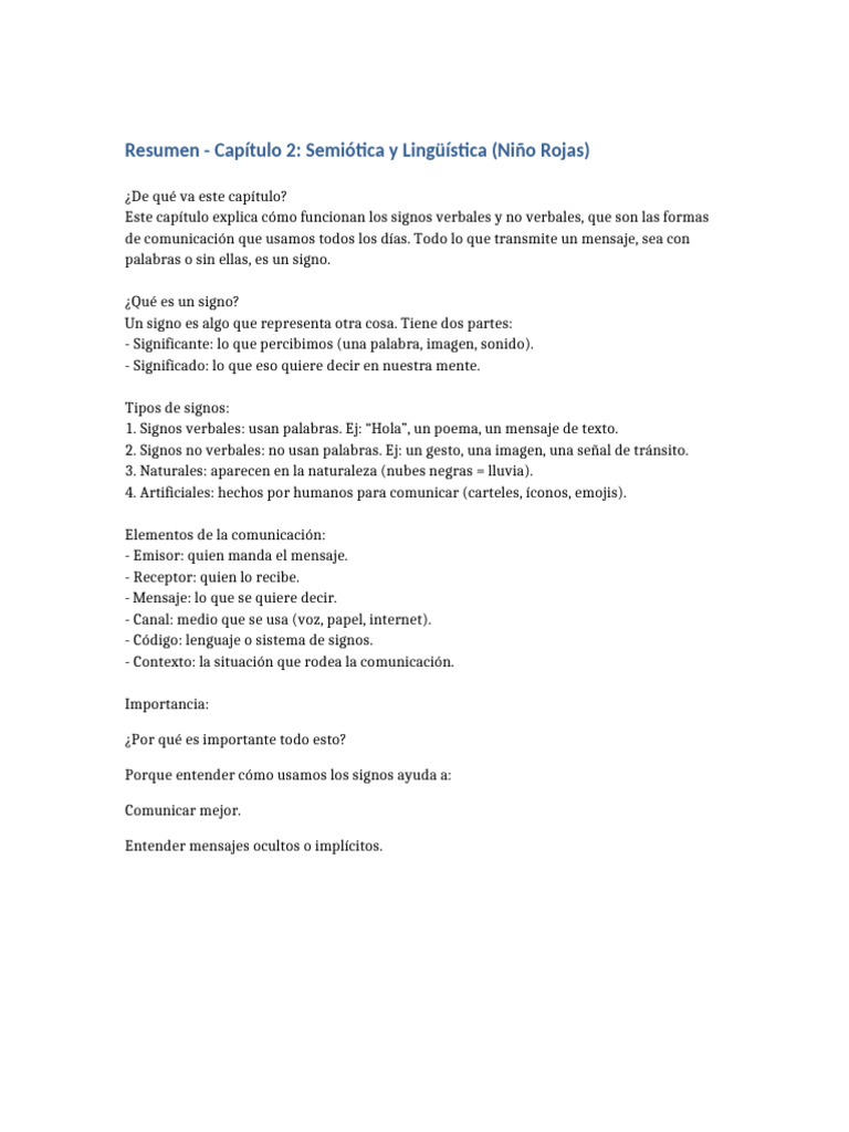 Resumen Capitulo2 Semiótica NiñoRojas | PDF