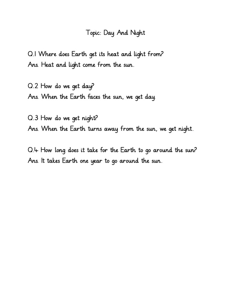 Questions and Answers - SST - Grade 1 | PDF