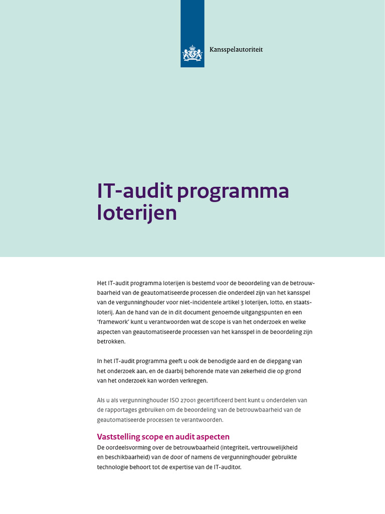 Ksa It-Audit Programma Loterijen 2024 | PDF