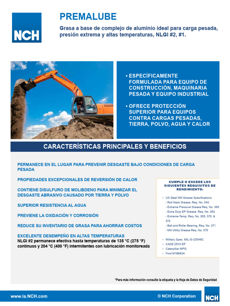 NCH - Lub - La - 4464, 4535 - Premalube - 2021 | PDF | Lubricante | Química