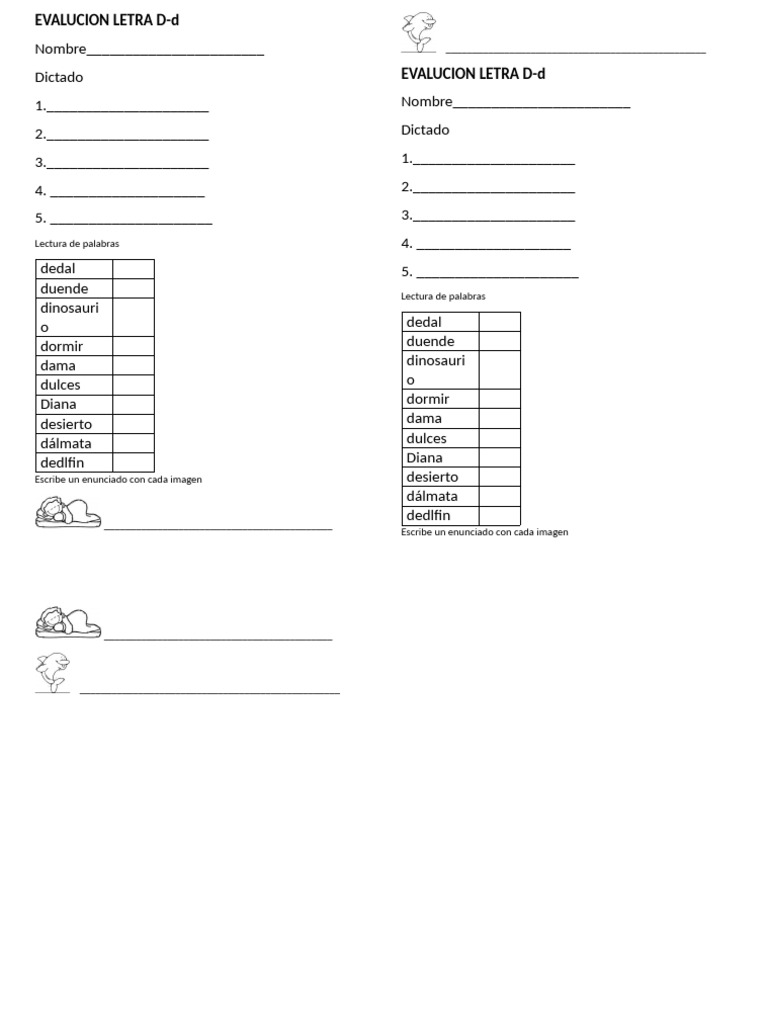 Evaluación de la Letra D-d para Niños | PDF