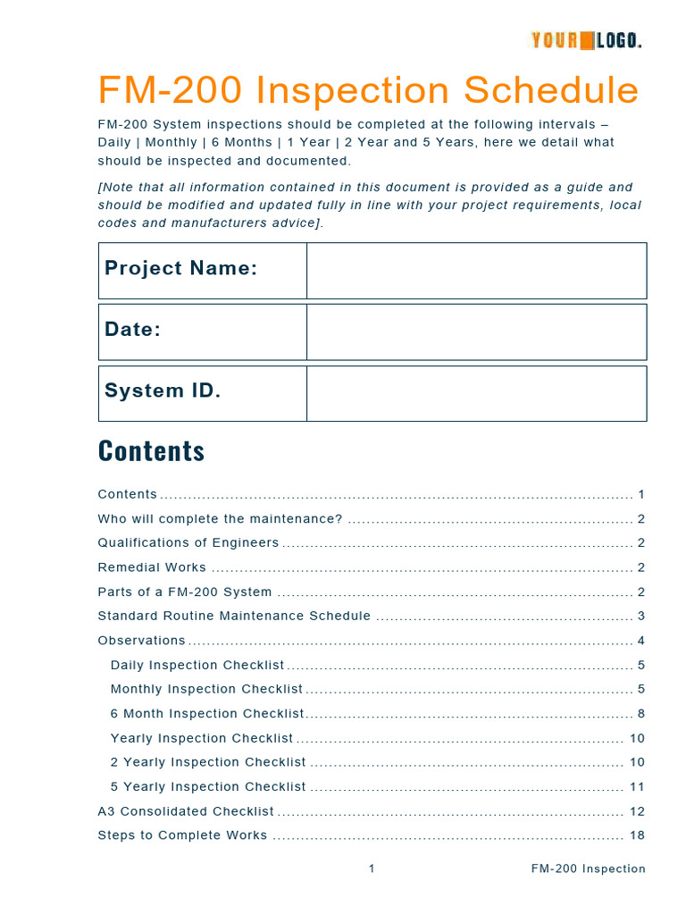 082 FM 200 System Preventative Maintenance Checklist 1 | PDF ...