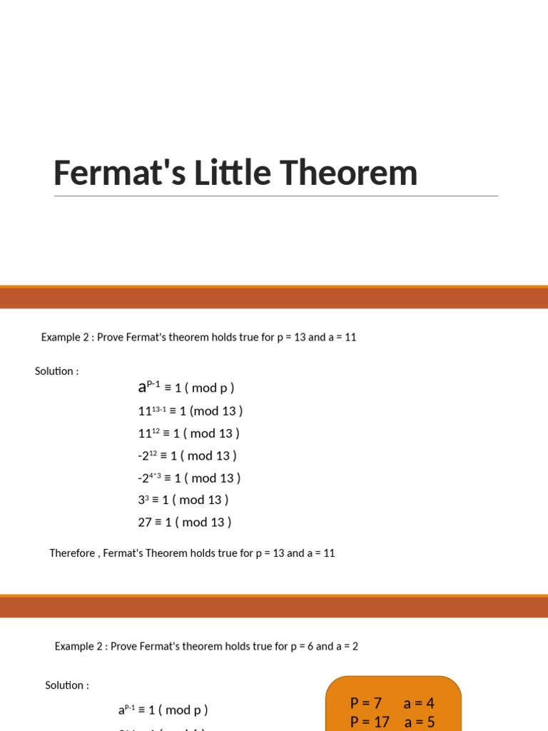 Fermat's Little Theorem | PDF | Mathematics | Ring Theory