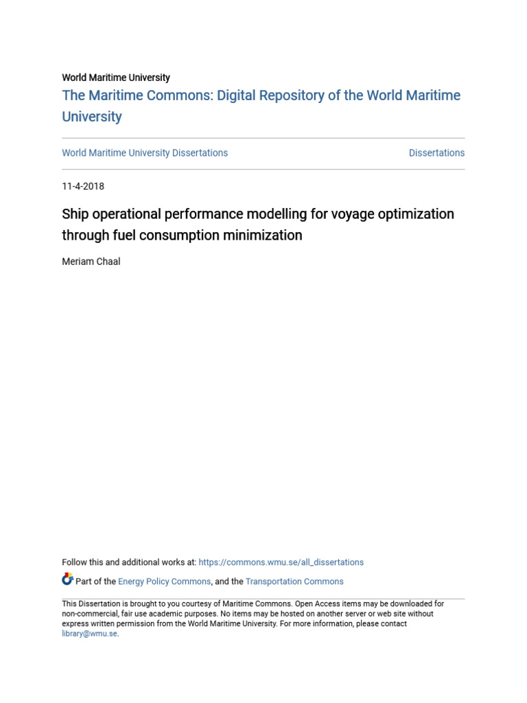 Ship Operational Performance Modelling For Voyage Optimization TH | PDF | Dependent And ...