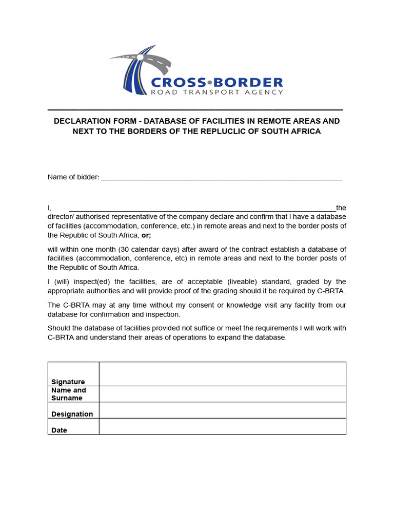 A4. Database of Facilities in Remote Areas or Next To The Borders ...