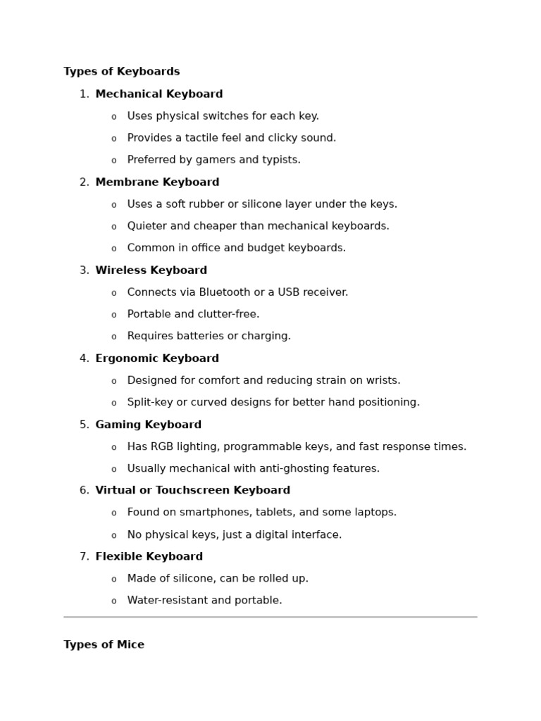 Guide to Keyboard and Mouse Types | PDF