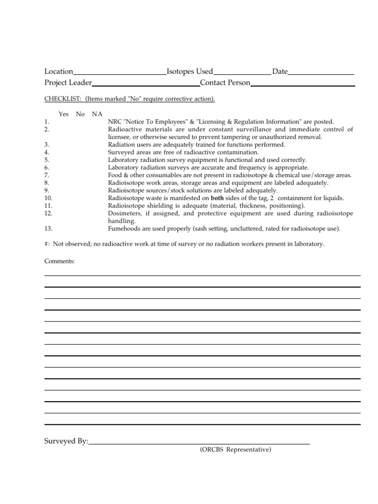 Appendix Lab Survey Form | PDF | Radionuclide | Radioactive Decay