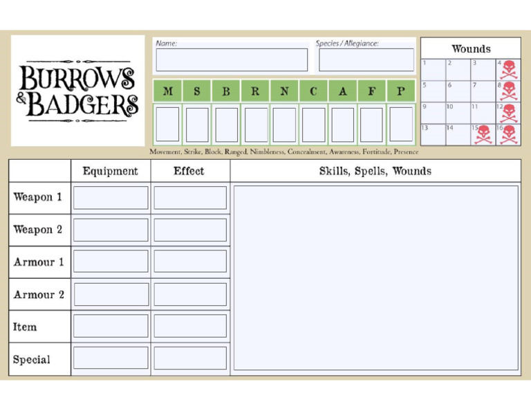 Burrows and Badgers Form Fillable | PDF