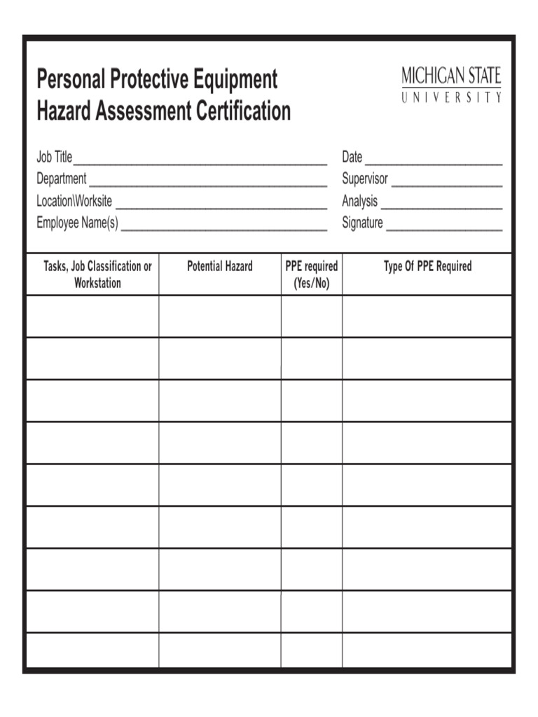 Ppe Assessment Form | PDF