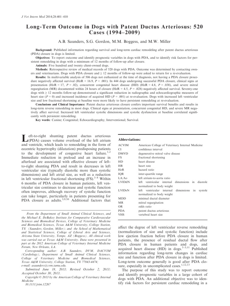 Veterinary Internal Medicne - 2013 - Saunders - Long Term Outcome in ...