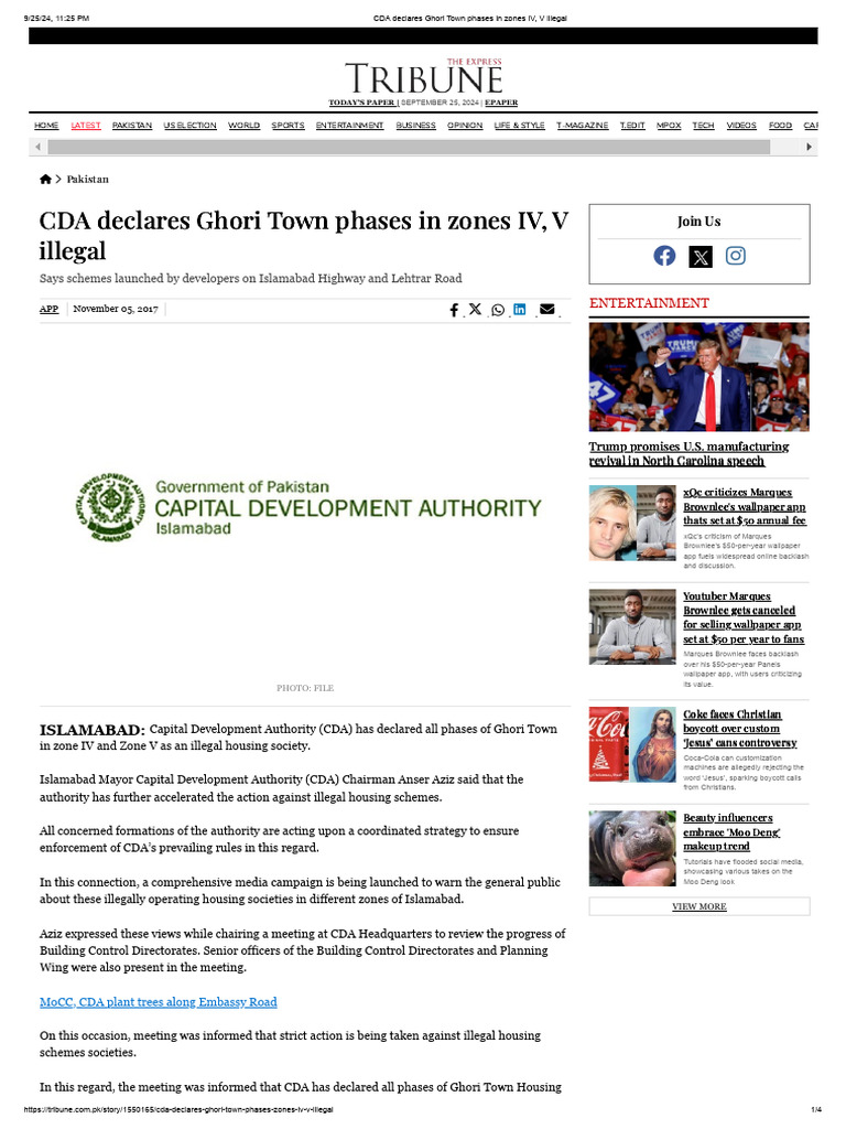 Ghori Town Phases Declared Illegal | PDF