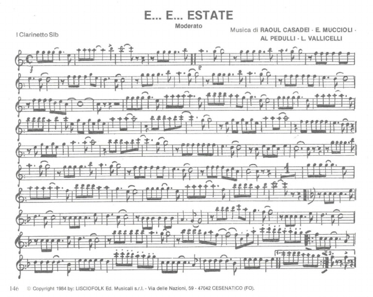 3) Clarinetto 1° - E... E... Estate | PDF