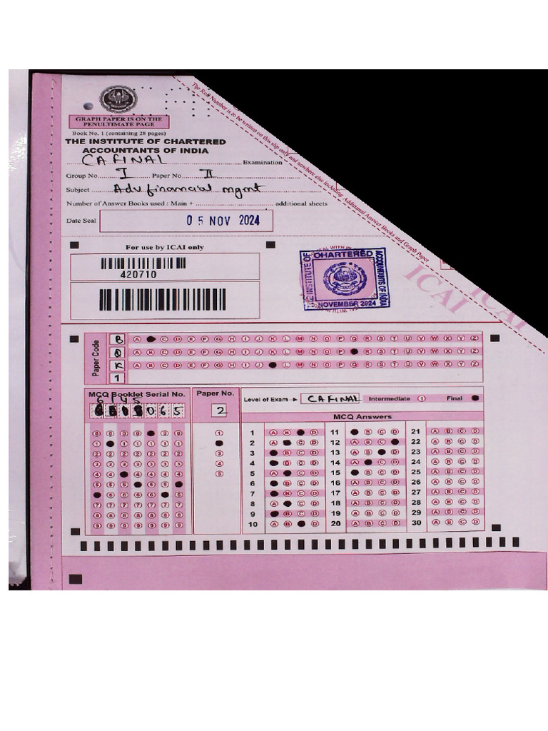 Marks Obtained (In Omr) : 28 | PDF
