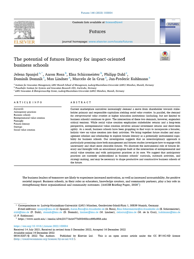The Potential of Futures Literacy For Impact-Oriented Business Schools ...