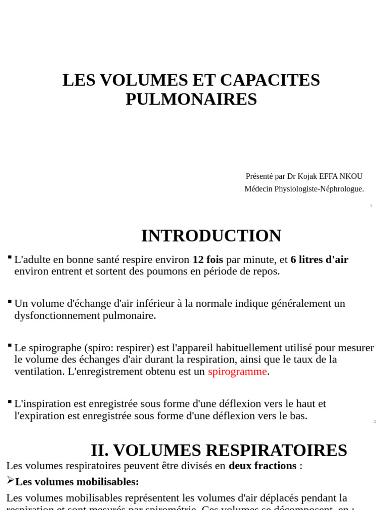 Volumes et Capacités Pulmonaires | PDF | Respiration | Médecine clinique