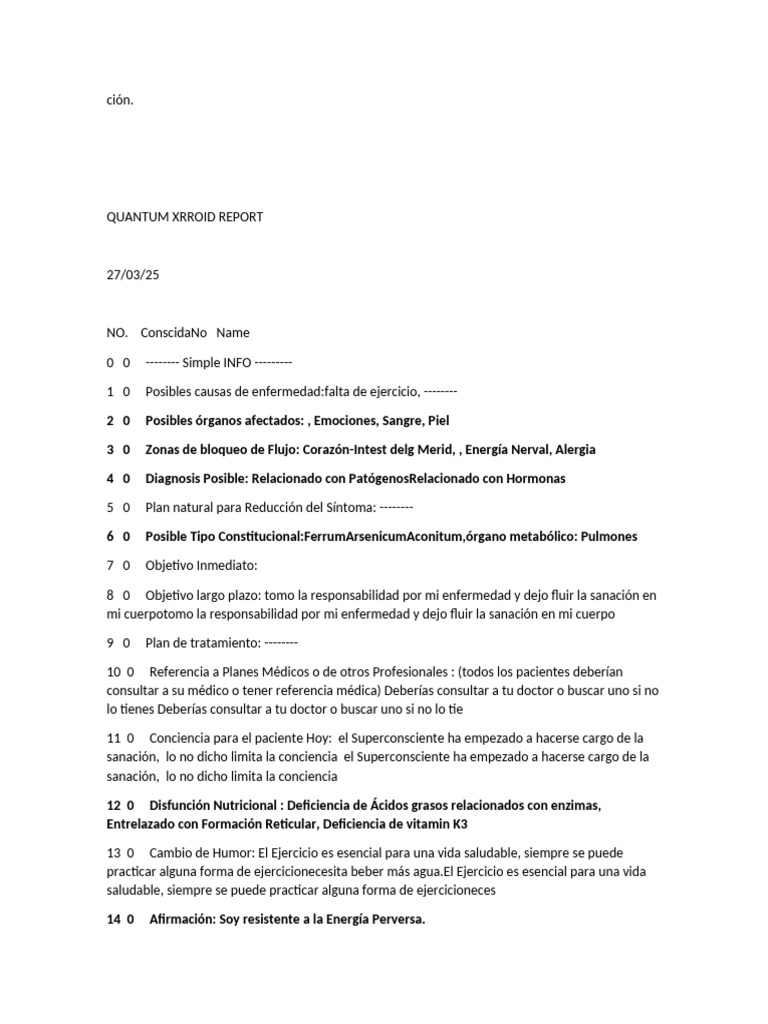 Informe Quantum XRROID sobre Salud y Estrés | PDF | Enfermedades y ...