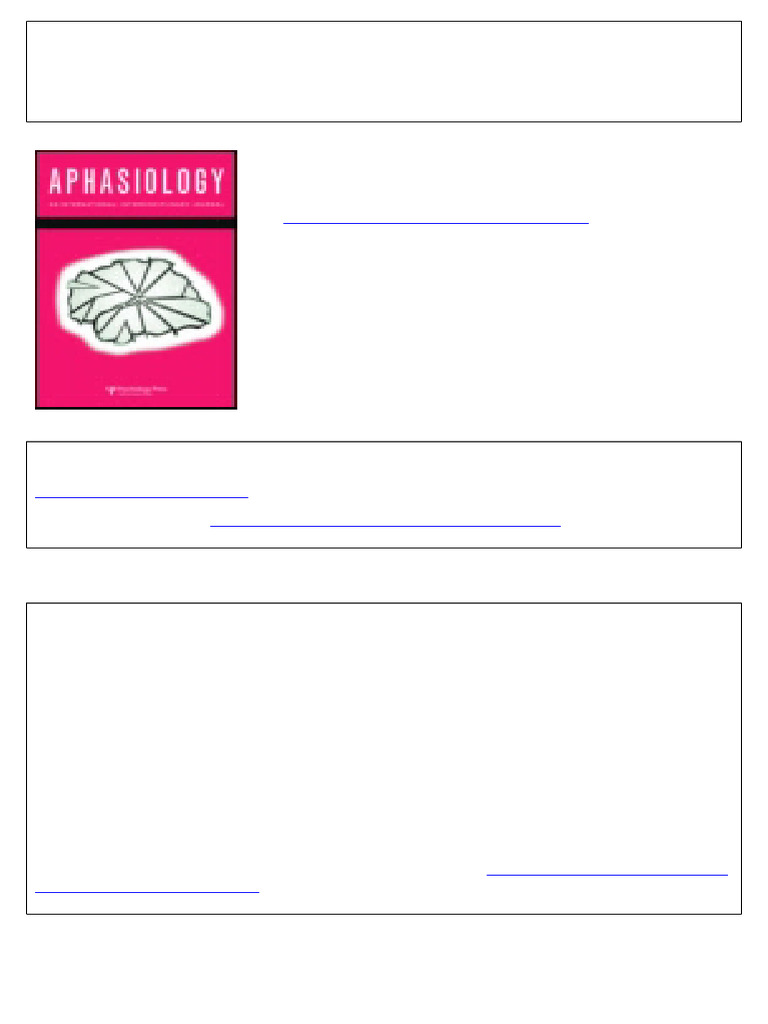 Supportive Comm Aphasia | PDF | Aphasia | Gesture