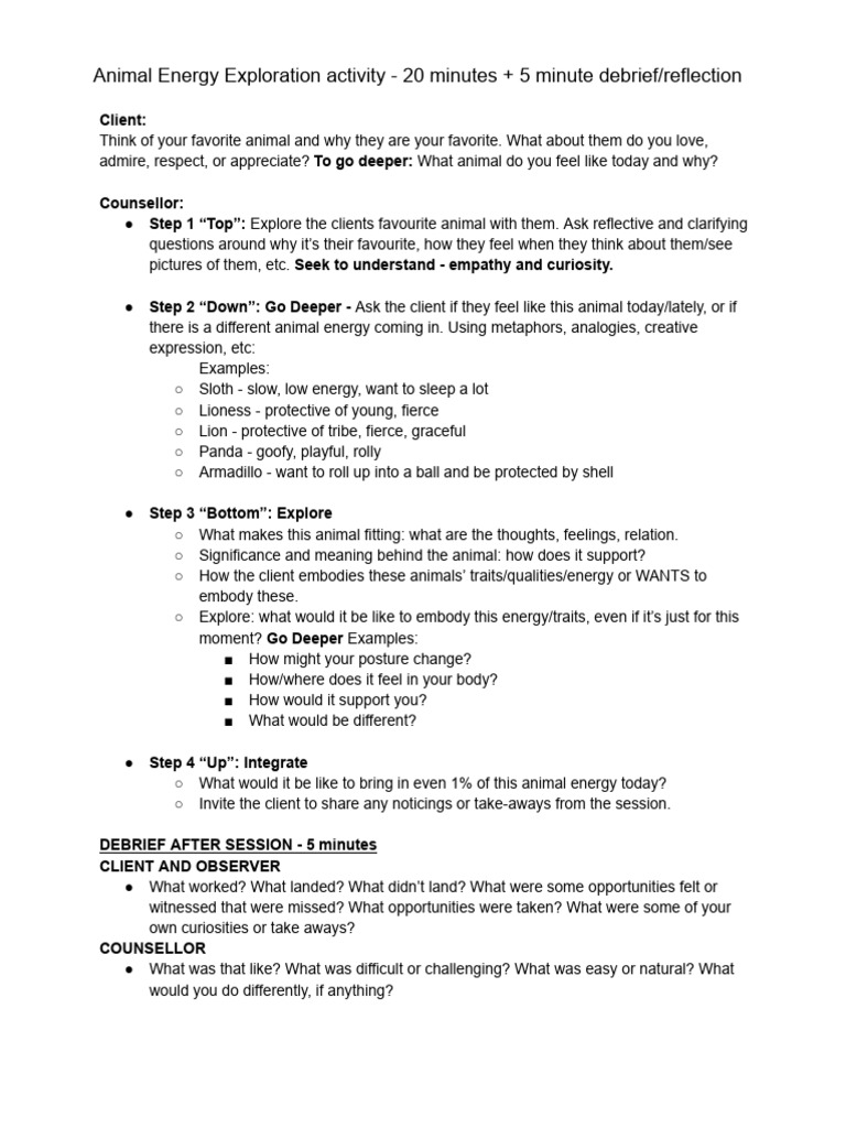 Animal Energy Exploration Activity | PDF