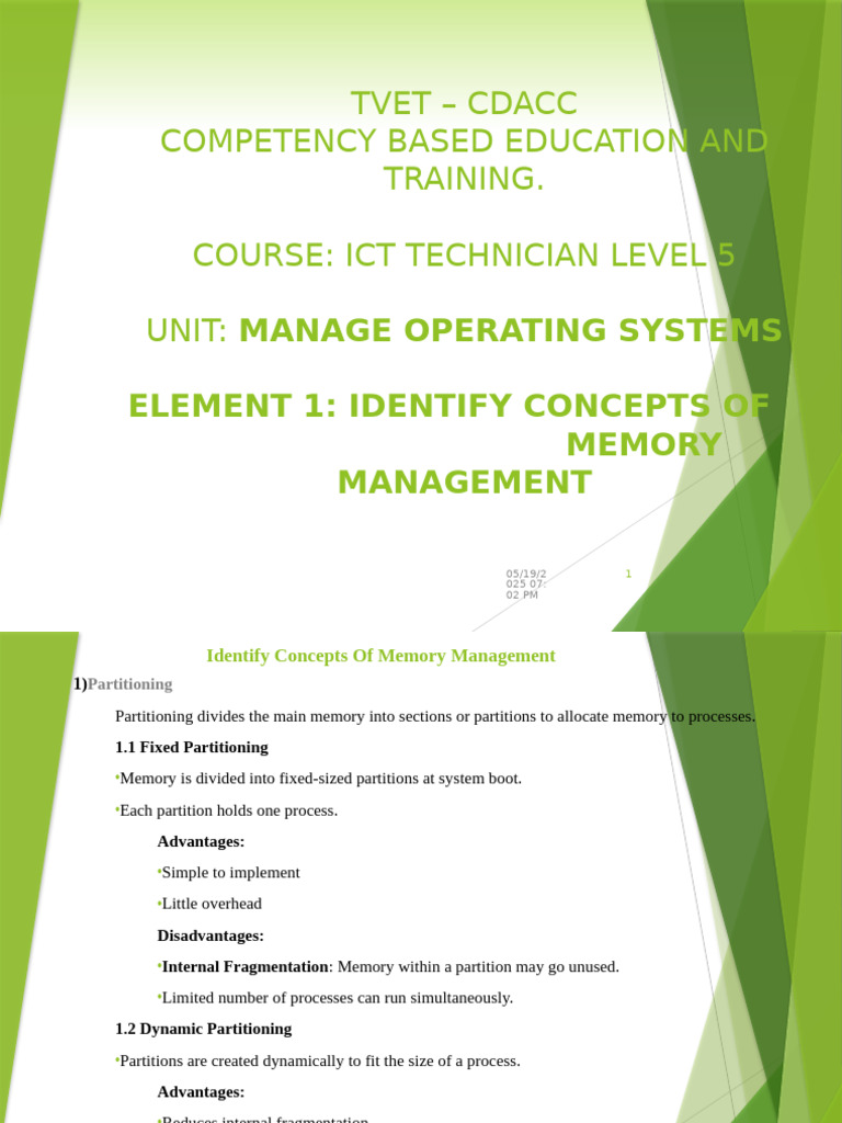 Element 3 Identifying Concepts of Memory Management | PDF | Computer Memory | Computer Architecture