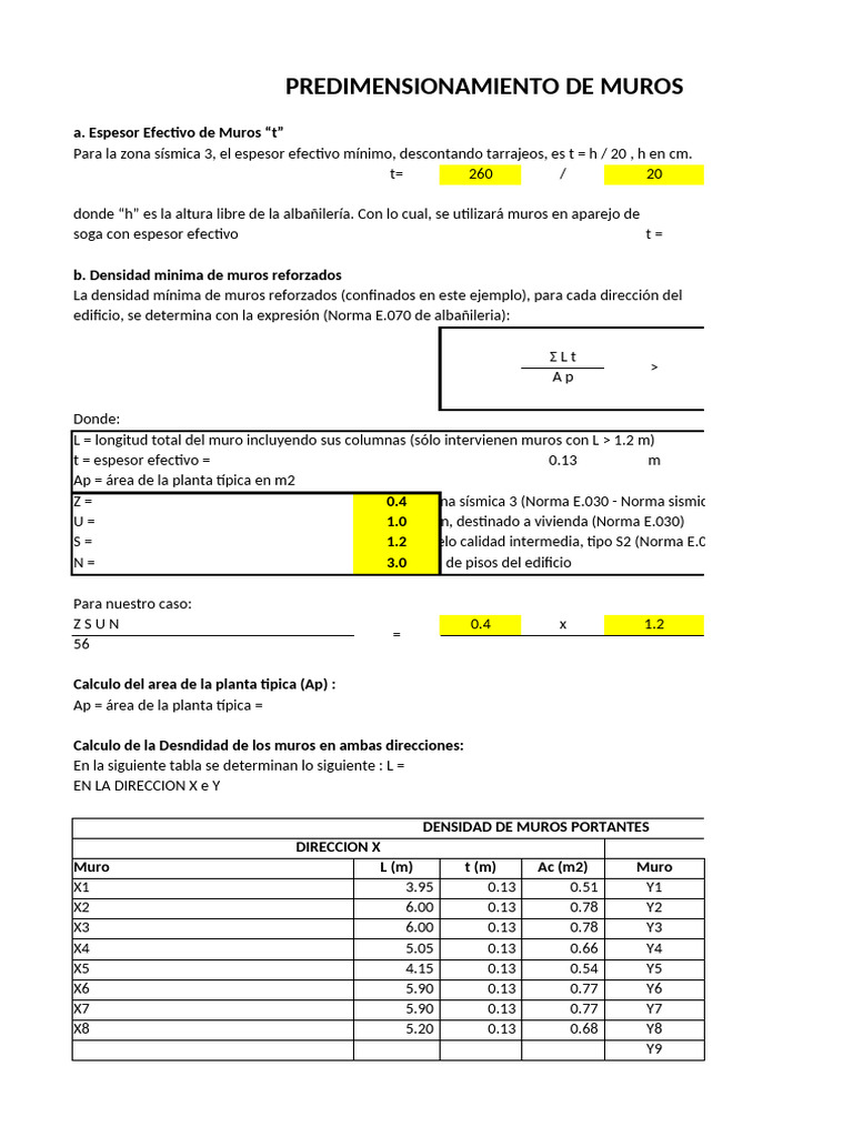 Premuros en Predimensionamiento de Muros | PDF | Albañilería ...