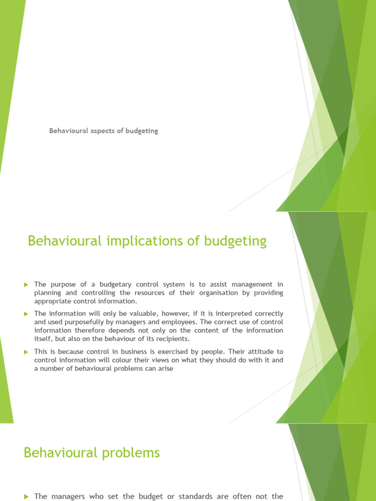 Behavioral Aspects of Budgeting Explained | PDF | Incentive | Value ...
