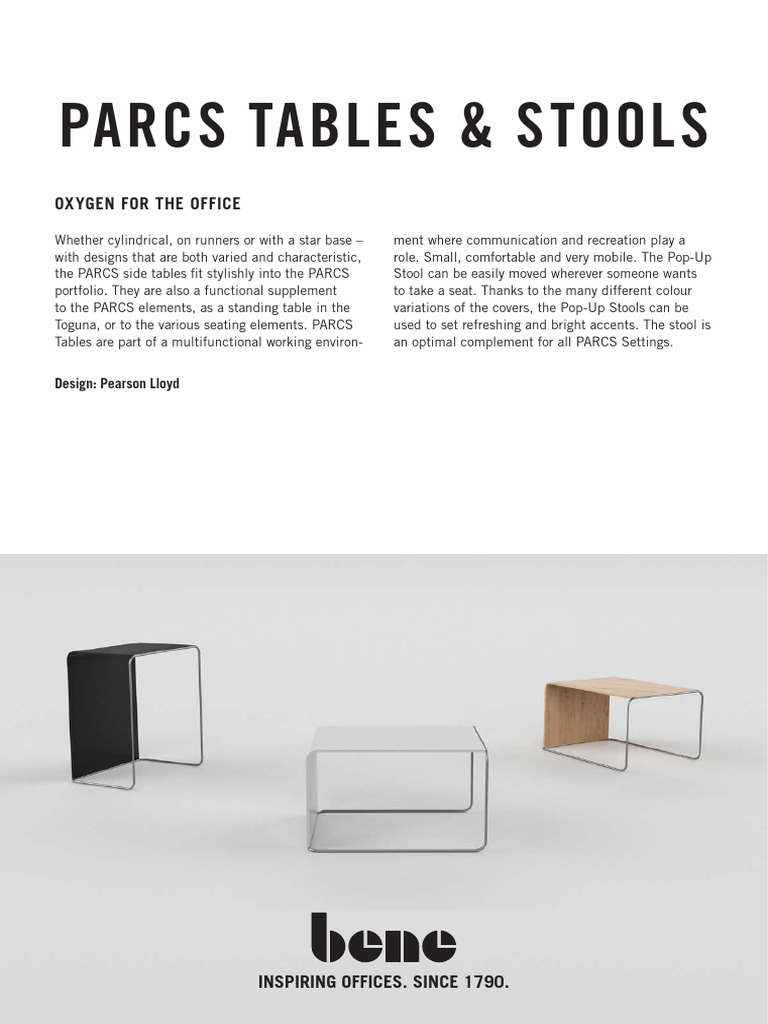 Product Data Sheet Bene Parcs Tables and Stools | PDF | Materials