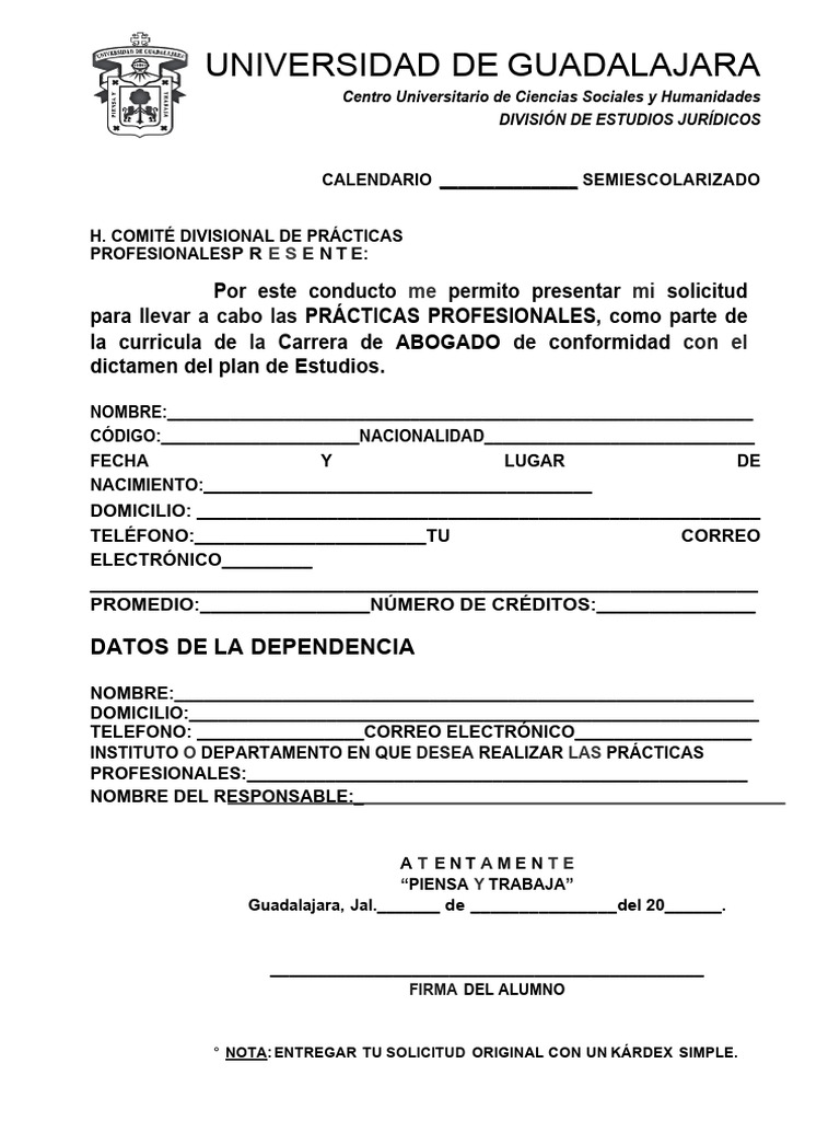 Solicitud Prácticas Profesionales | PDF