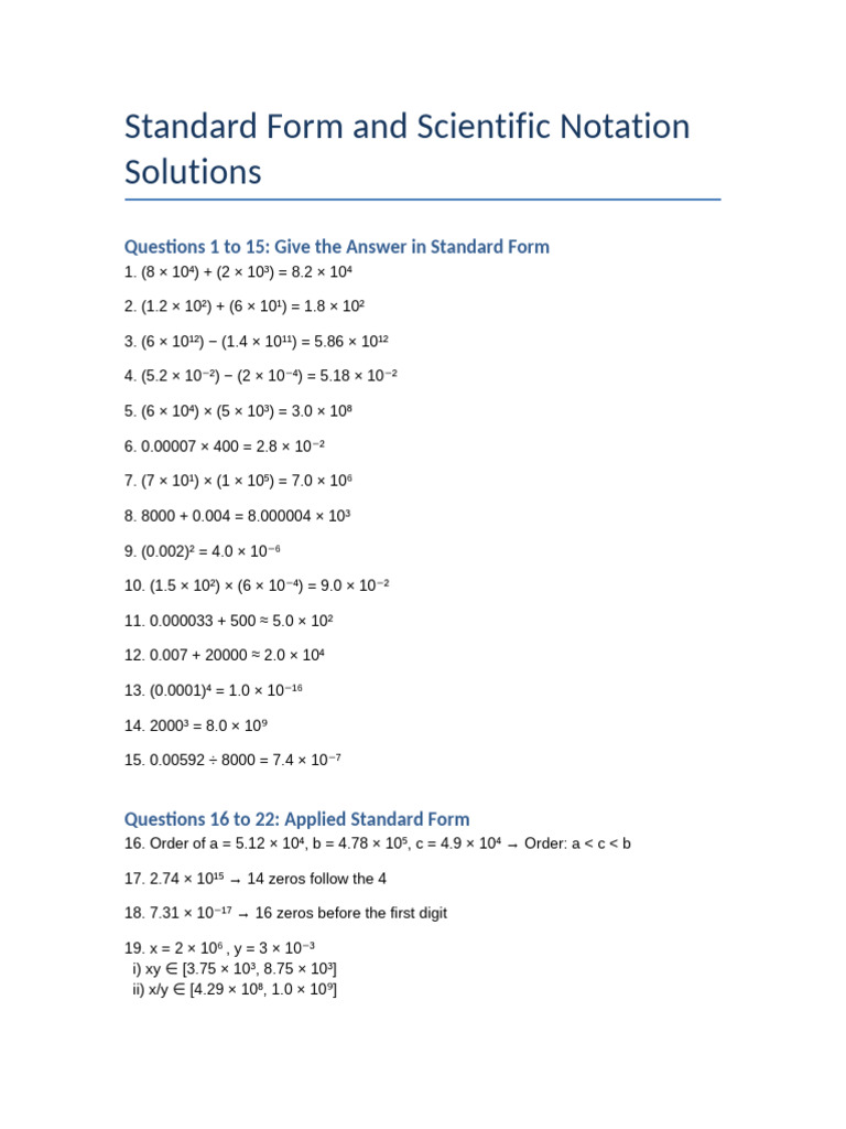 Standard Form Solutions | PDF