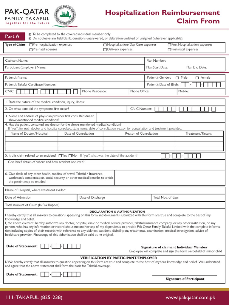 Hospitalization Reimbursment Claim Updated Form | PDF | Patient | Physician