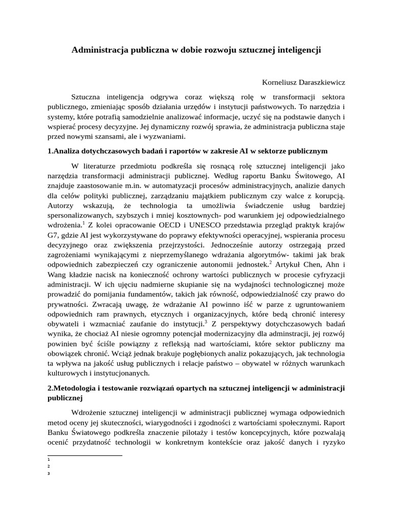 Administracja Publiczna W Dobie Rozwoju Sztucznej Inteligencji | PDF