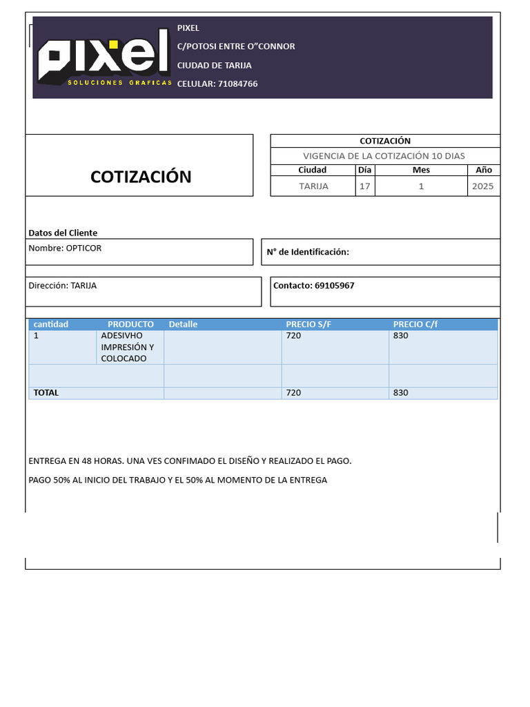 Cotización Opticor | PDF