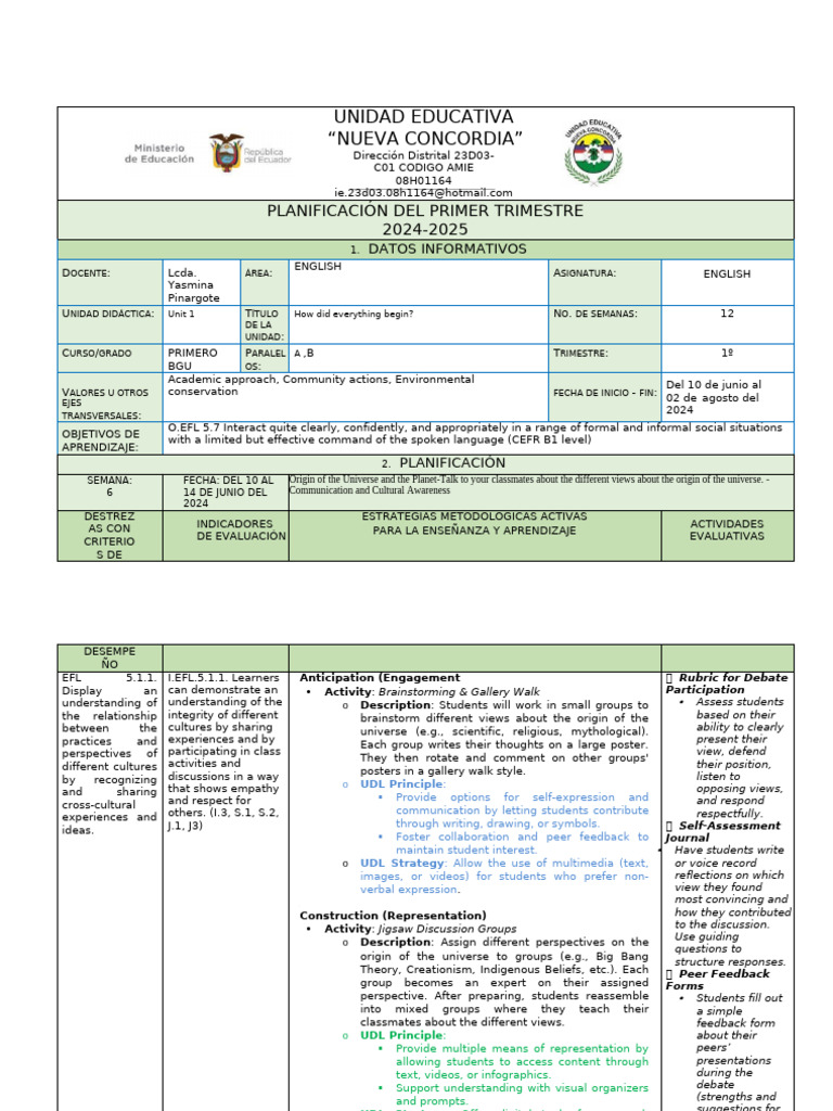Plan. ING 1RO BAH 1 TRIM | PDF | Reading Comprehension | Human ...