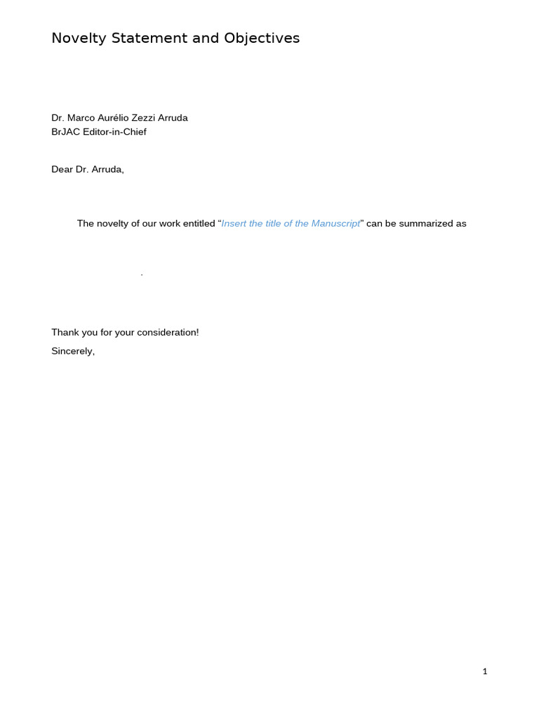 Novelty Statement for Manuscript Submission | PDF