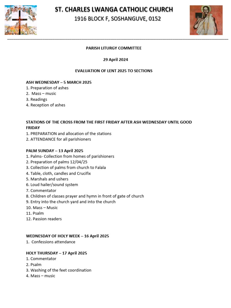 Evaluation of Lent and Holy Week-1 PDF | PDF | Mass (Liturgy ...