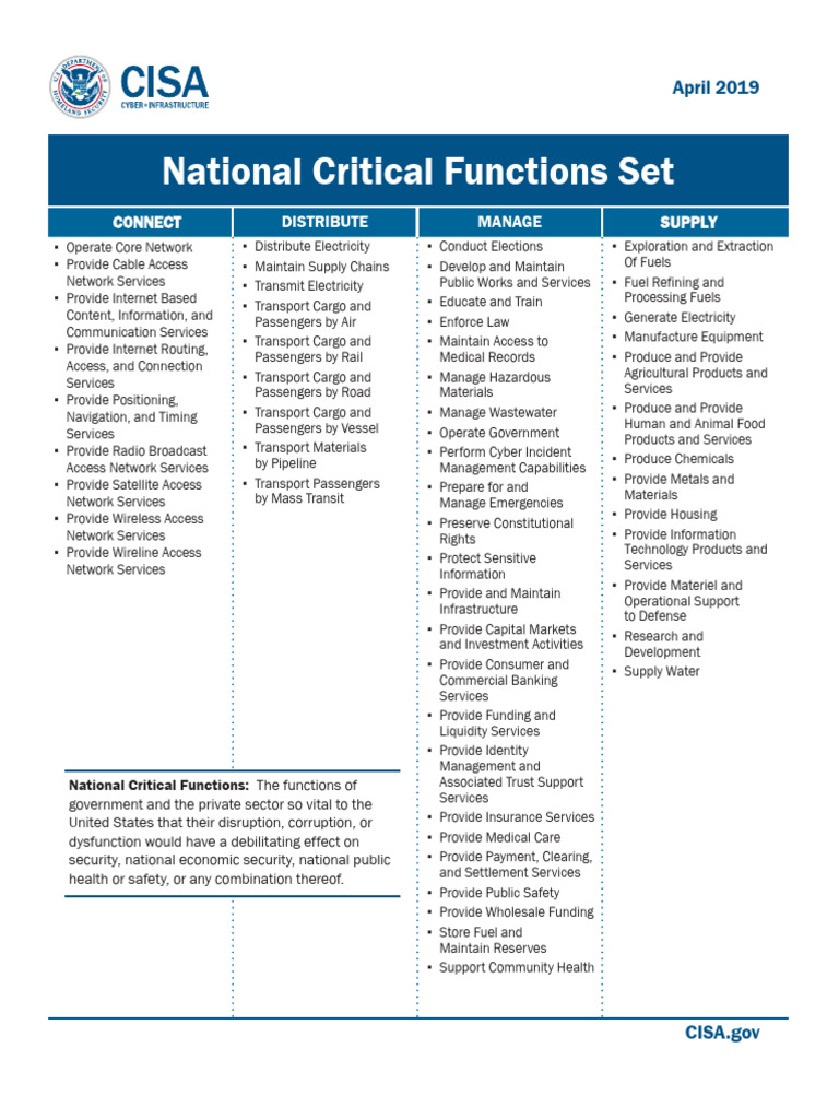 National Critical Functions Set 508 | PDF | Transport